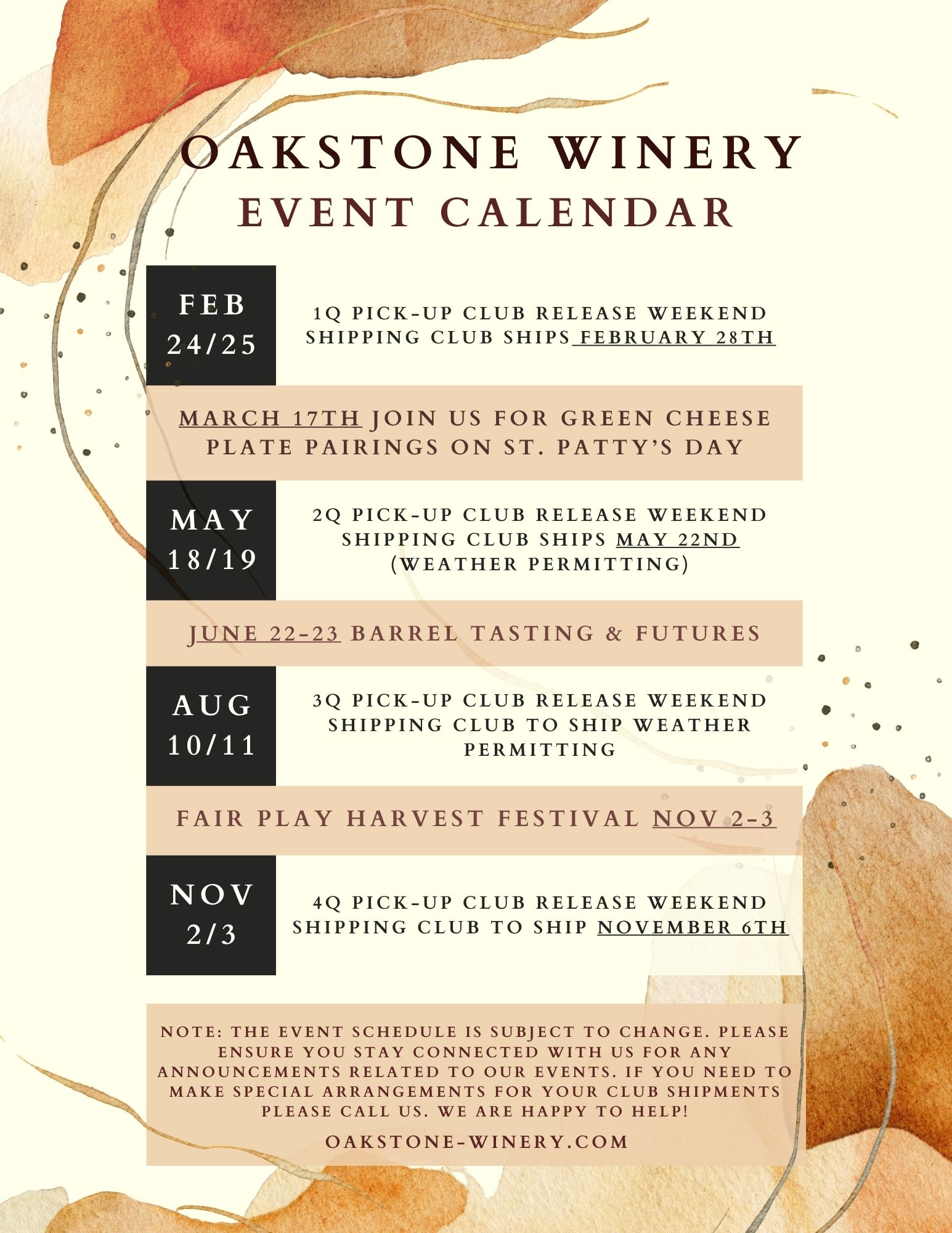 Events - Oakstone Winery